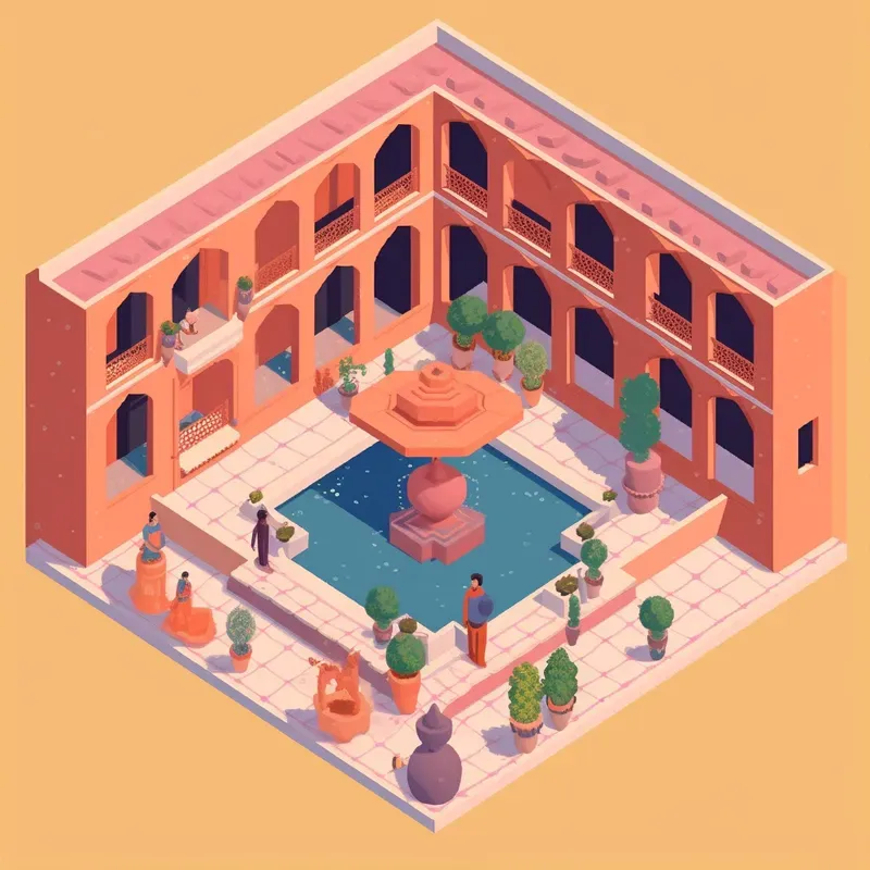 2D Isometric Interior Space Illustrations Midjourney Prompt | PromptBase