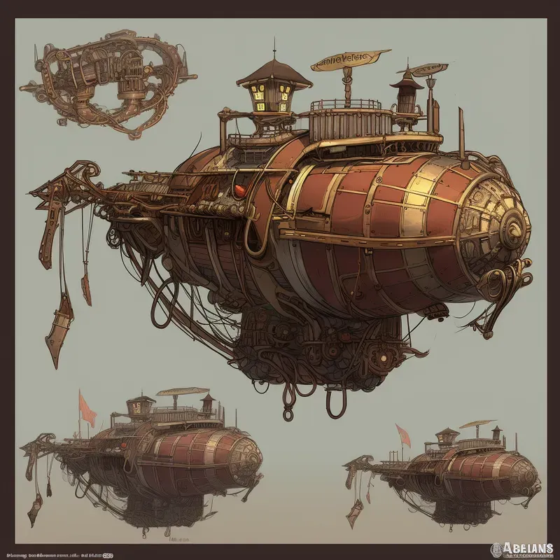 Steampunk Style RPG Game Assets Designs Midjourney Prompt | PromptBase