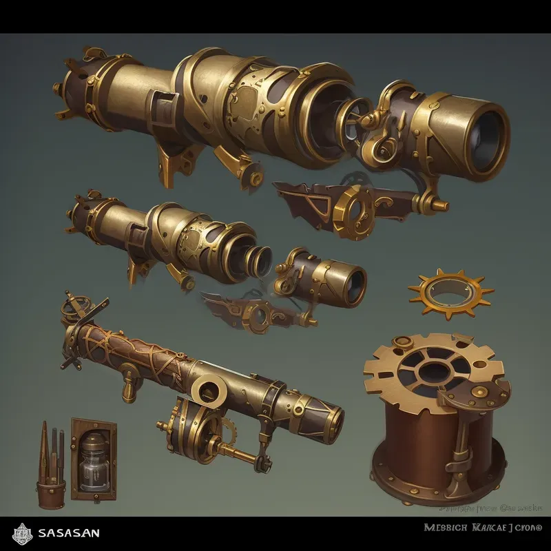 Steampunk Style RPG Game Assets Designs Midjourney Prompt | PromptBase