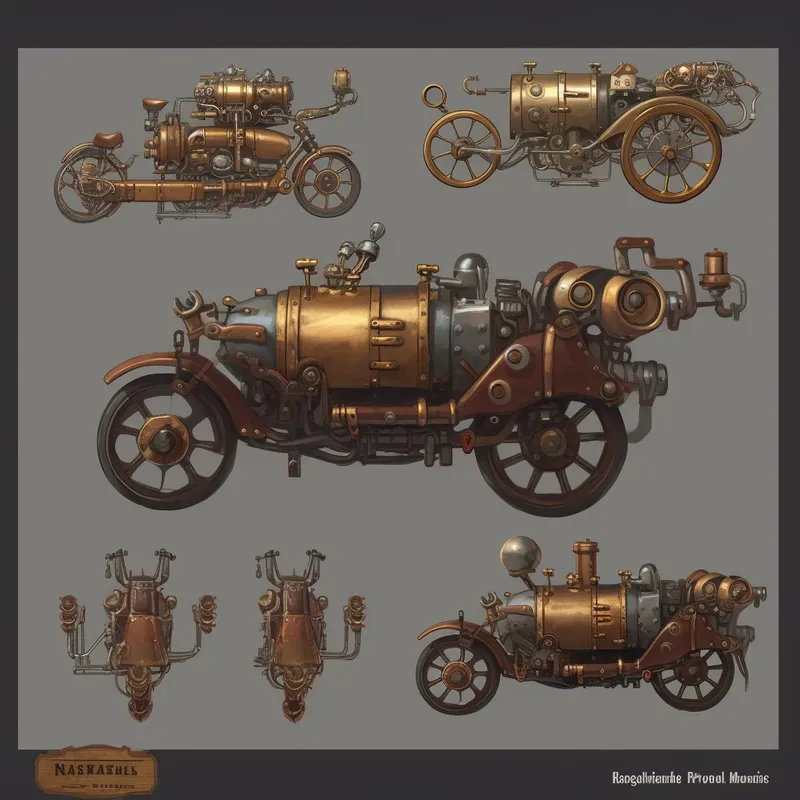 Steampunk Style RPG Game Assets Designs Midjourney Prompt | PromptBase