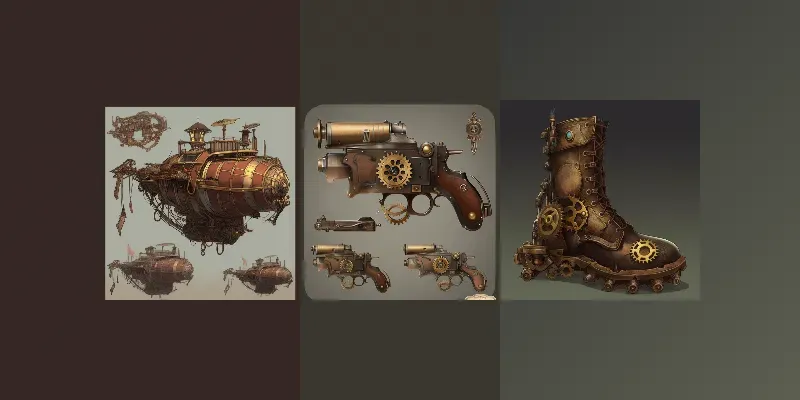 Steampunk Style RPG Game Assets Designs Midjourney Prompt | PromptBase