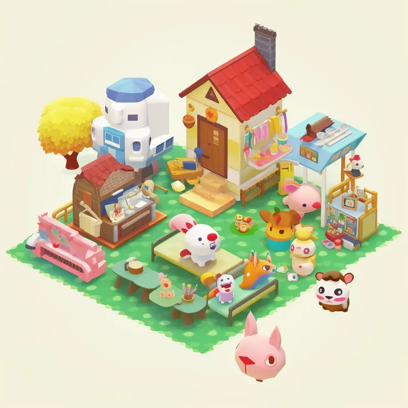 Animal Crossing Art Style Game Assets Midjourney Prompt | PromptBase