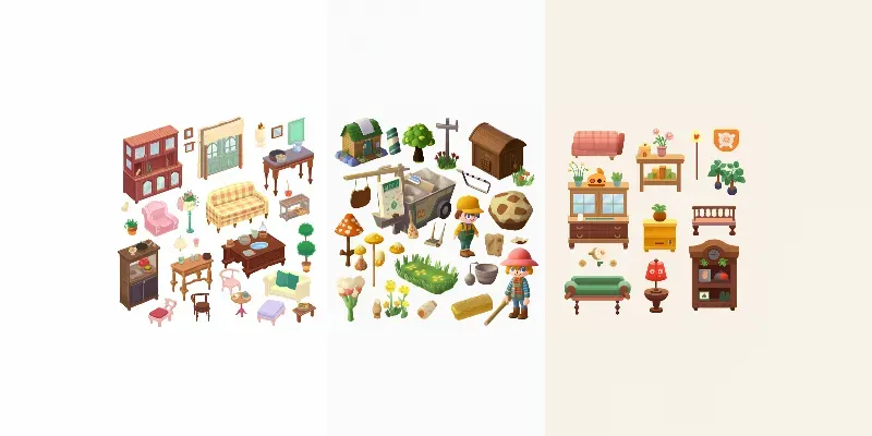 Animal Crossing Art Style Game Assets Midjourney Prompt | PromptBase