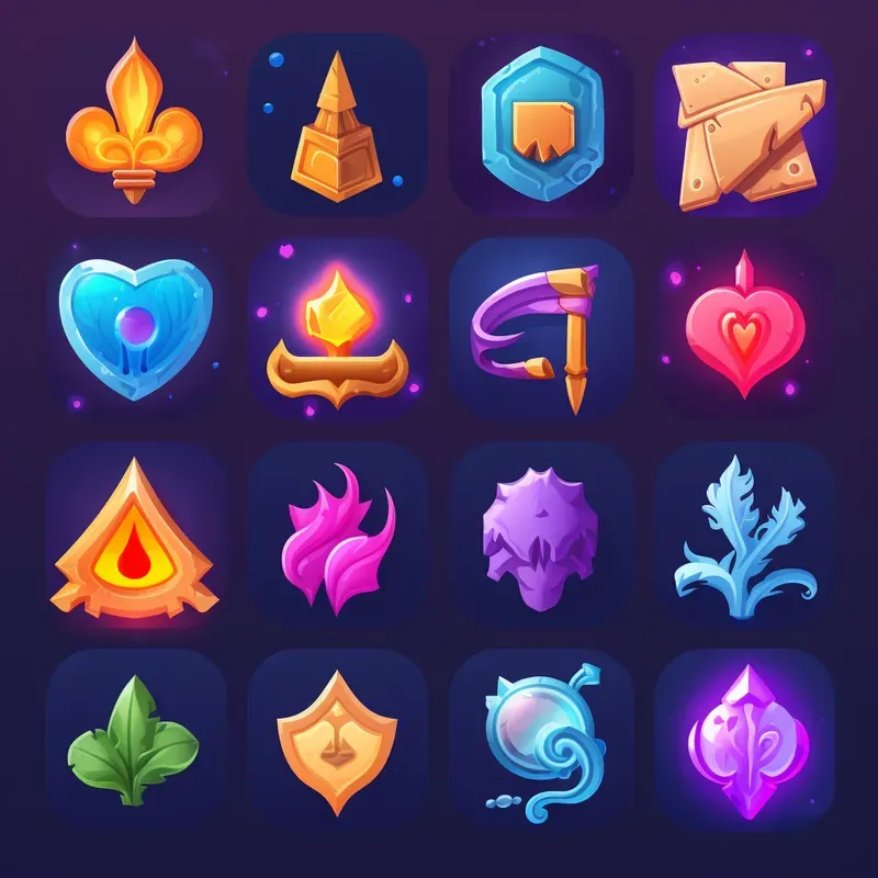 Fantasy Dynamic Gaming Icon Assets Midjourney Prompt | PromptBase
