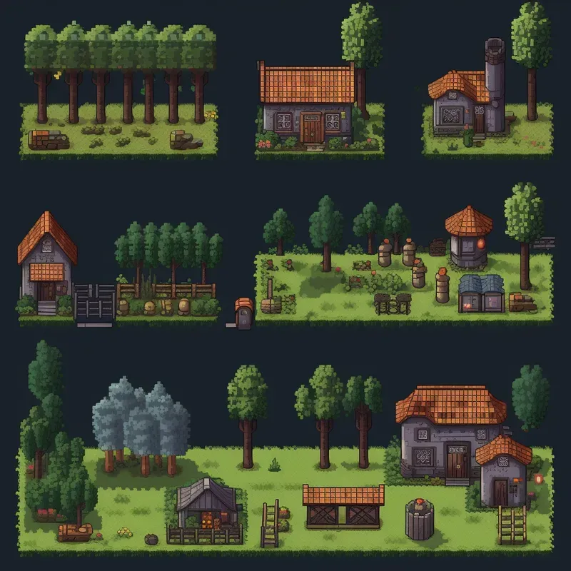 2D Pixel RPG Game Style Asset Designs Midjourney Prompt | PromptBase