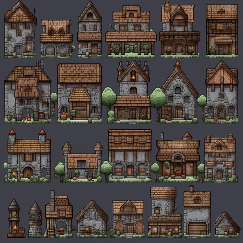 2D Pixel RPG Game Style Asset Designs Midjourney Prompt | PromptBase