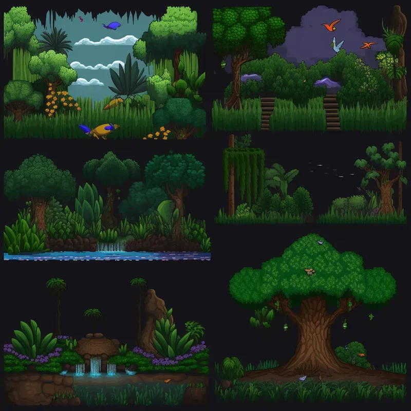 2D Pixel RPG Game Style Asset Designs Midjourney Prompt | PromptBase