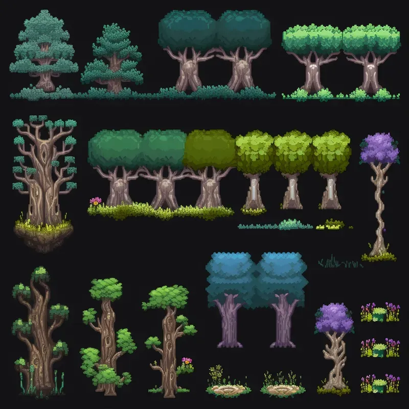 2D Pixel RPG Game Style Asset Designs Midjourney Prompt | PromptBase