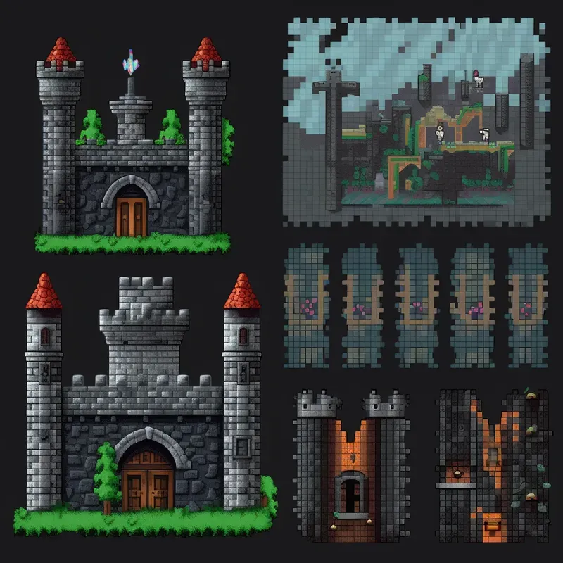 2D Pixel RPG Game Style Asset Designs Midjourney Prompt | PromptBase