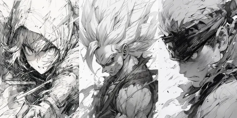 Cross Hatching Style Manga Pencil Art Midjourney Prompt | PromptBase