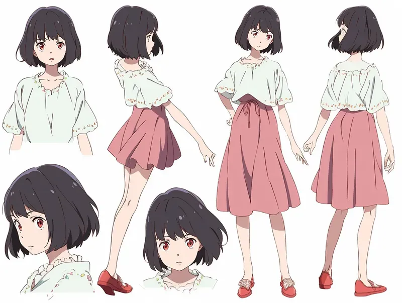 Makoto Shinkai Character Design Sheets Midjourney Prompt | PromptBase