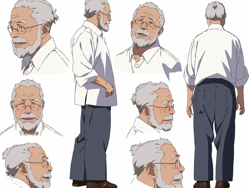 Makoto Shinkai Character Design Sheets Midjourney Prompt | PromptBase