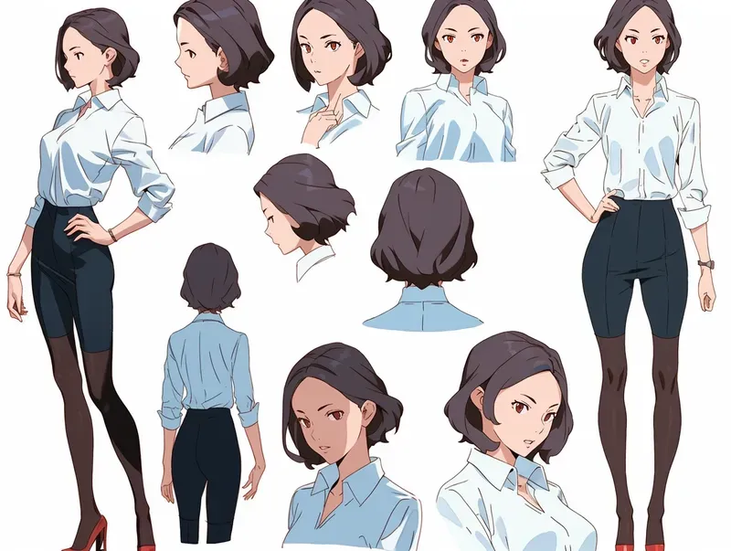 Makoto Shinkai Character Design Sheets Midjourney Prompt | PromptBase