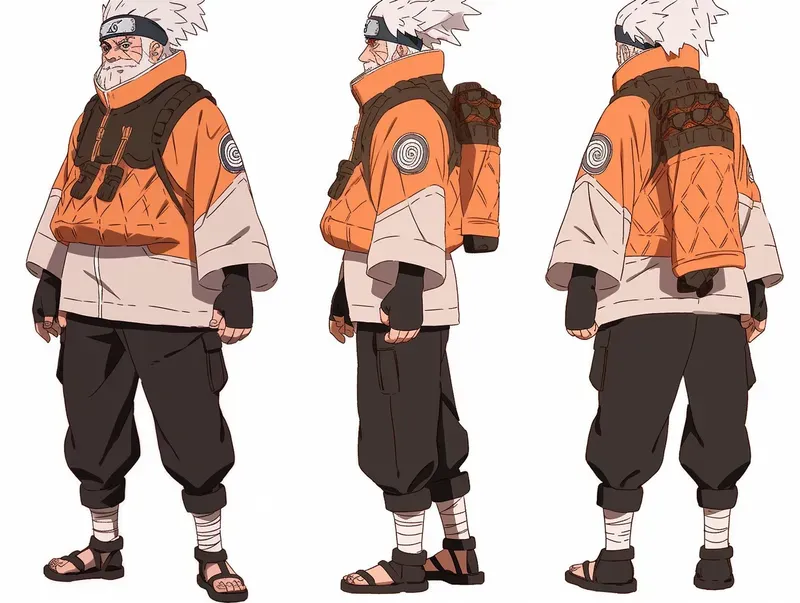Three Views Naruto Manga Characters Art Midjourney Prompt | PromptBase
