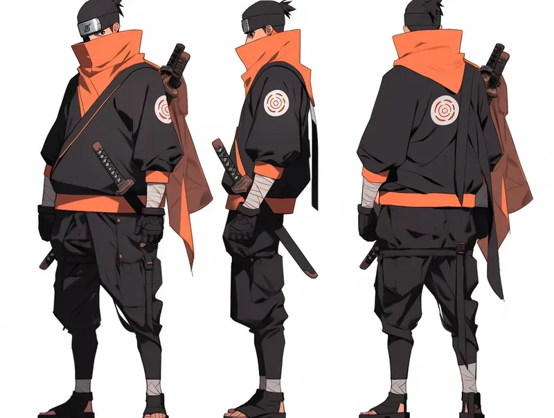 Three Views Naruto Manga Characters Art Midjourney Prompt | PromptBase