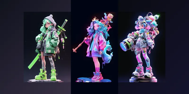 3D Cyberpunk Style Cute Moe Characters Midjourney Prompt | PromptBase