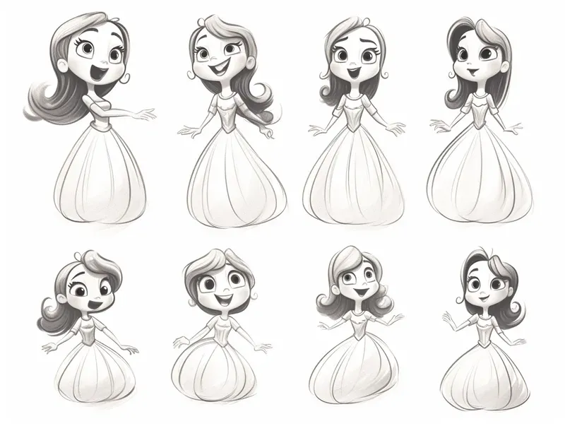 2D Pixar Anime Character Design Sketches Midjourney Prompt | PromptBase