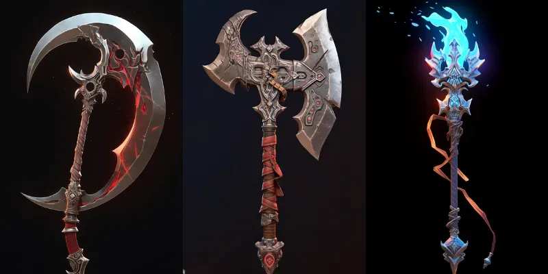 Fantasy RPG Game Weapons Design Art Midjourney Prompt | PromptBase
