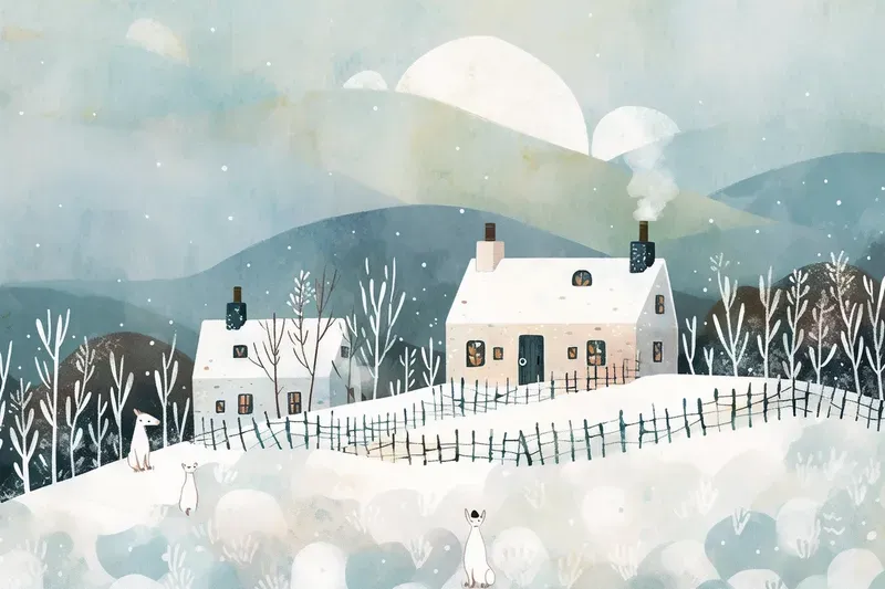 2D Postcard Style Landscape Illustration Midjourney Prompt | PromptBase