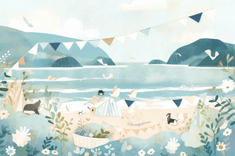 2D Postcard Style Landscape Illustration Midjourney Prompt | PromptBase