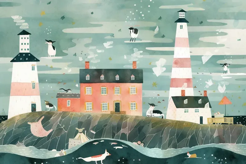 2D Postcard Style Landscape Illustration Midjourney Prompt | PromptBase