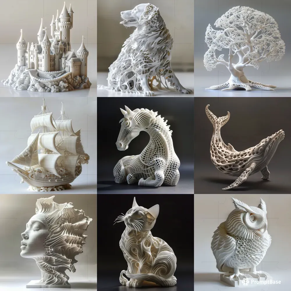Beautiful 3D Printed Sculptures Midjourney Prompt | PromptBase