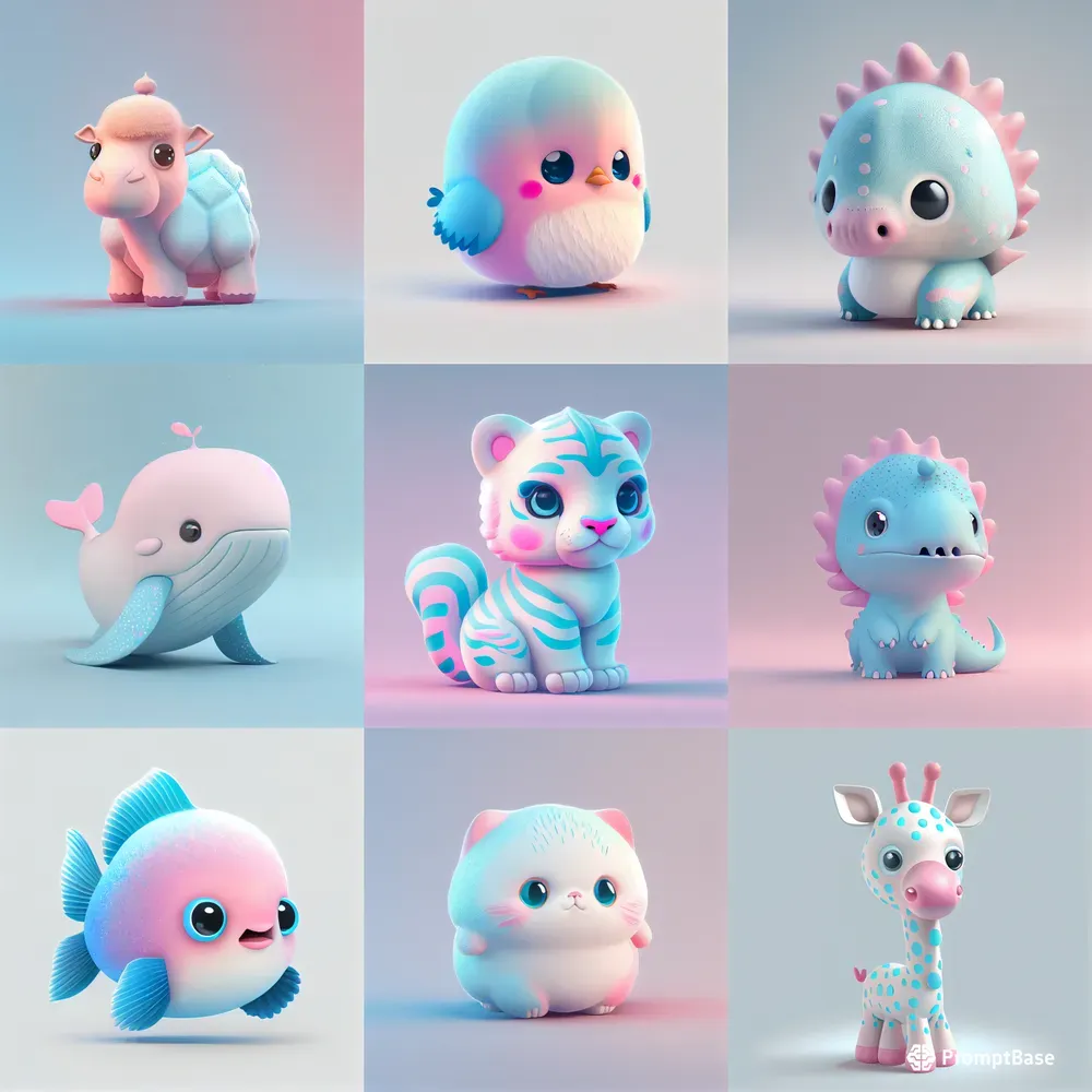 Cute Pastel Animals Midjourney Prompt | PromptBase