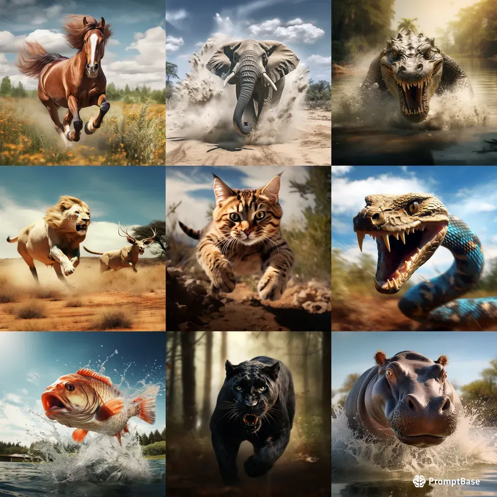 Animals In Action Midjourney Prompt | PromptBase