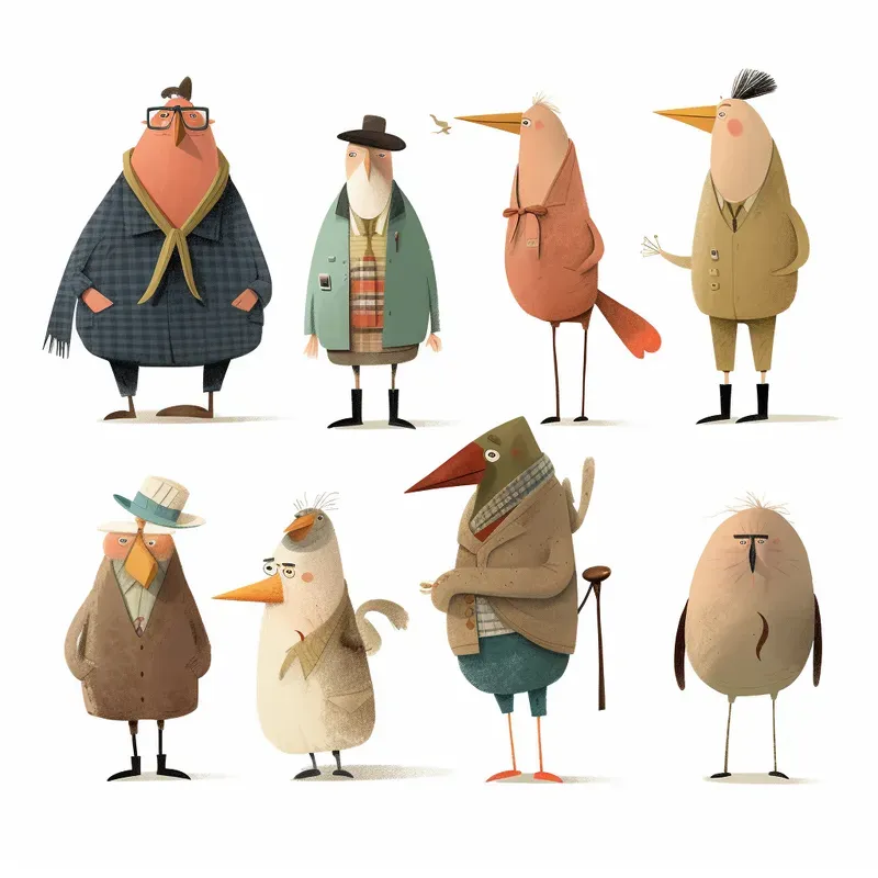 Whimsical Characters Sheets Midjourney Prompt | PromptBase