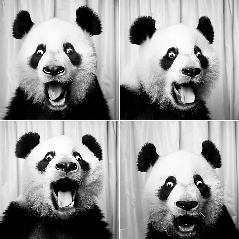 Funny Black White Photobooth Midjourney Prompt Promptbase