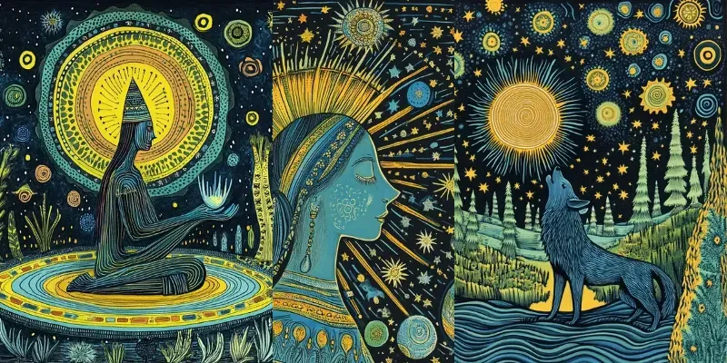 Mystical Folk Psychedelic Art Generator App | PromptBase