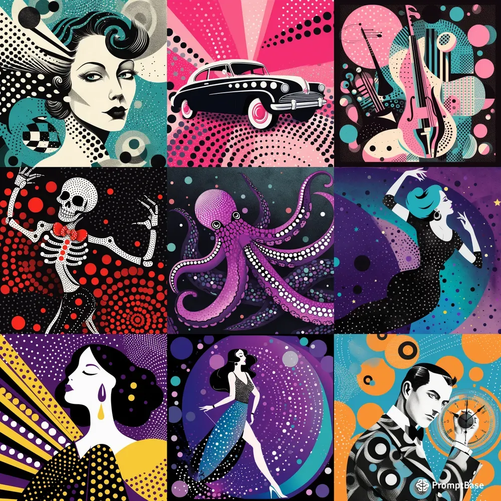 Fun Pointillism Posters Midjourney Prompt | PromptBase