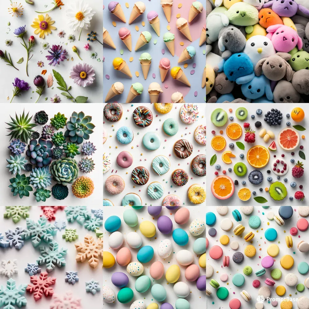 Colourful Items Background Images Midjourney Prompt | PromptBase