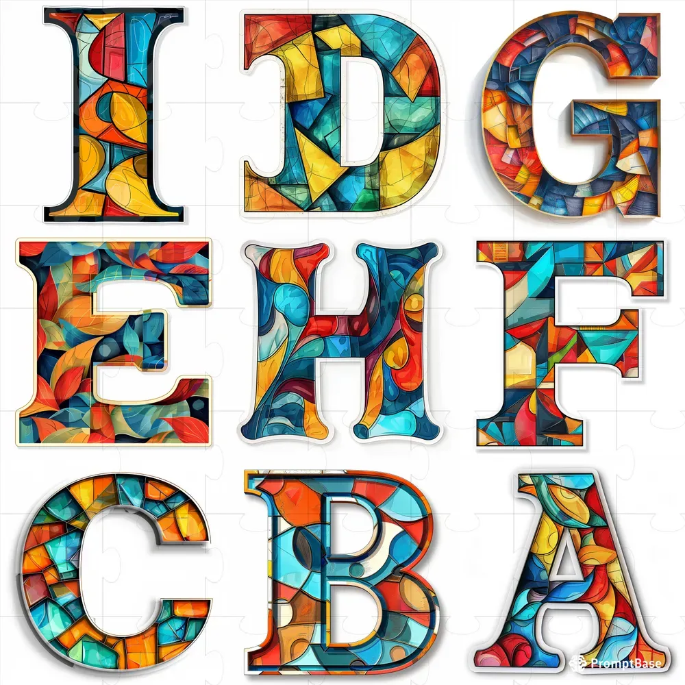 Cubist Letters Midjourney Prompt | PromptBase