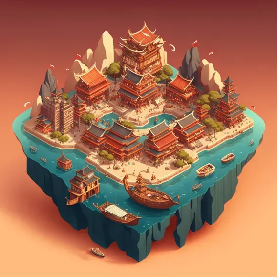 Isometric Floating Cities Midjourney Prompt | PromptBase