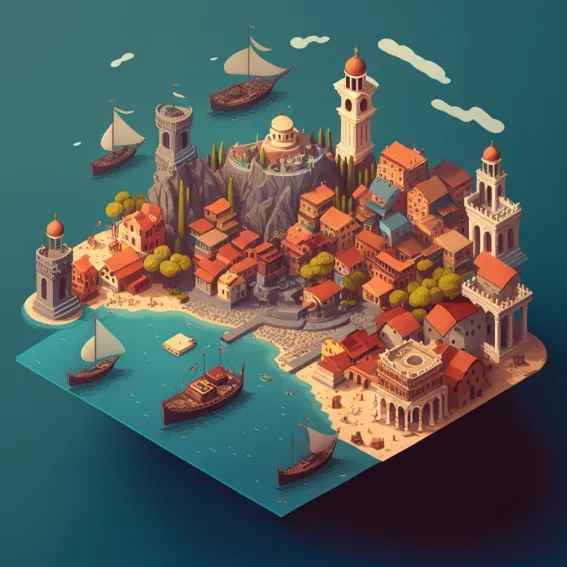 Isometric Floating Cities Midjourney Prompt | PromptBase