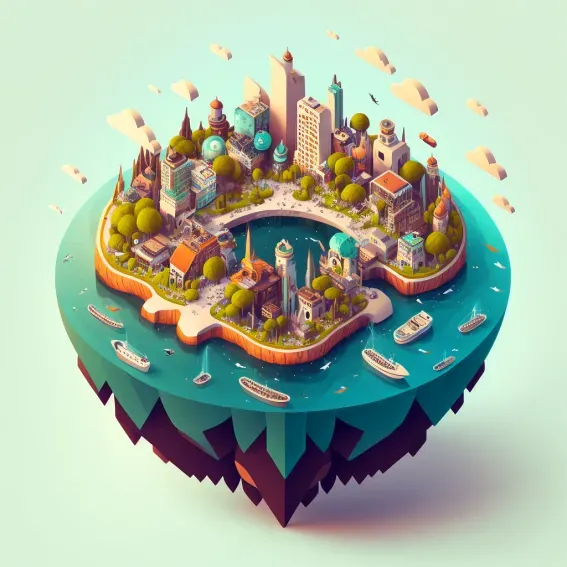 Isometric Floating Cities Midjourney Prompt | PromptBase