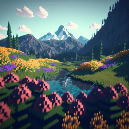 Realistic Pixel Art Landscapes Midjourney Prompt | PromptBase