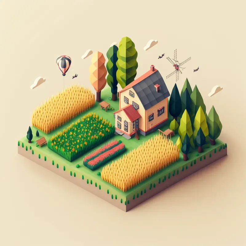 3D Isometric Farms Midjourney Prompt | PromptBase