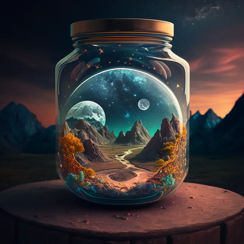 Worlds In A Jar Midjourney Prompt | PromptBase
