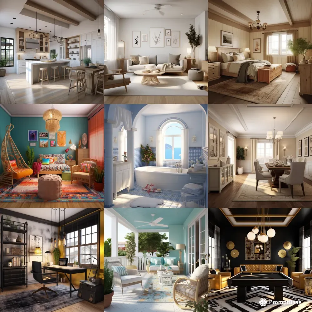 Interior Design Visualizations Midjourney Prompt | PromptBase