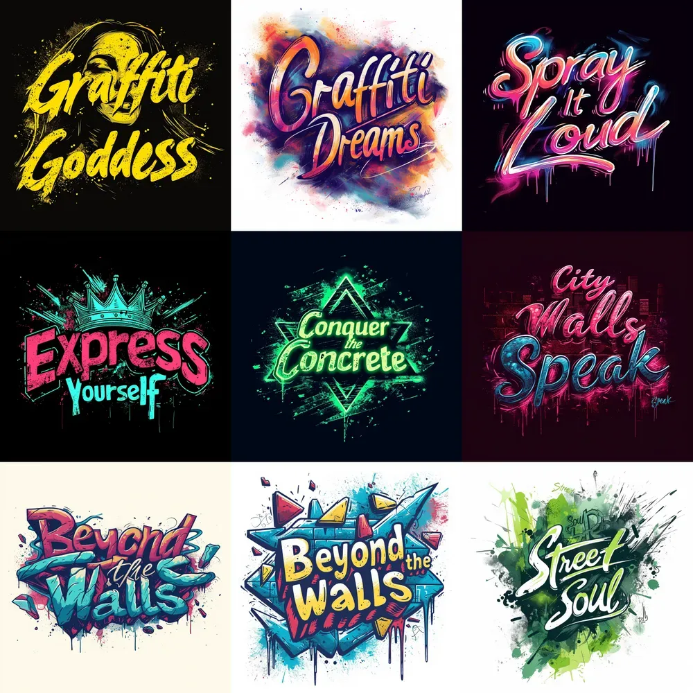 Graffiti Street Style Lettering Texts Midjourney Prompt | PromptBase