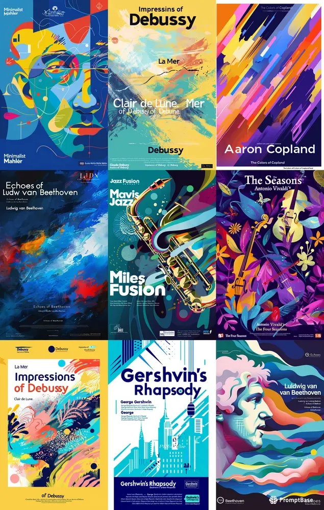 Modern Posters For Concerts Midjourney Prompt | PromptBase