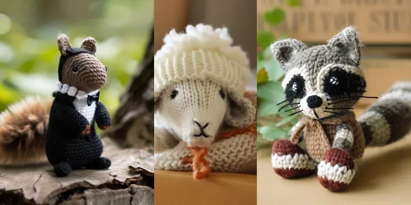 Knit Chibi Animals In Clothes Midjourney Prompt | PromptBase