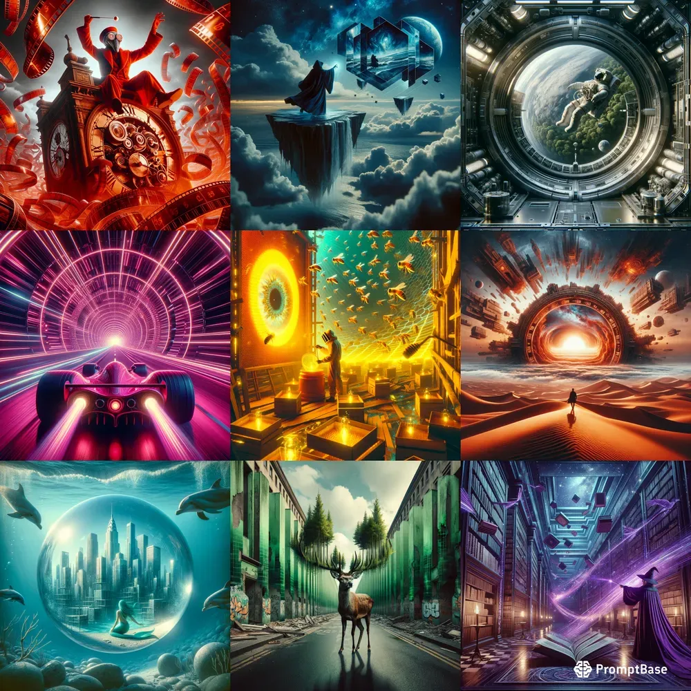 Dark Surreal Cinematic Collages DALL·E Prompt | PromptBase