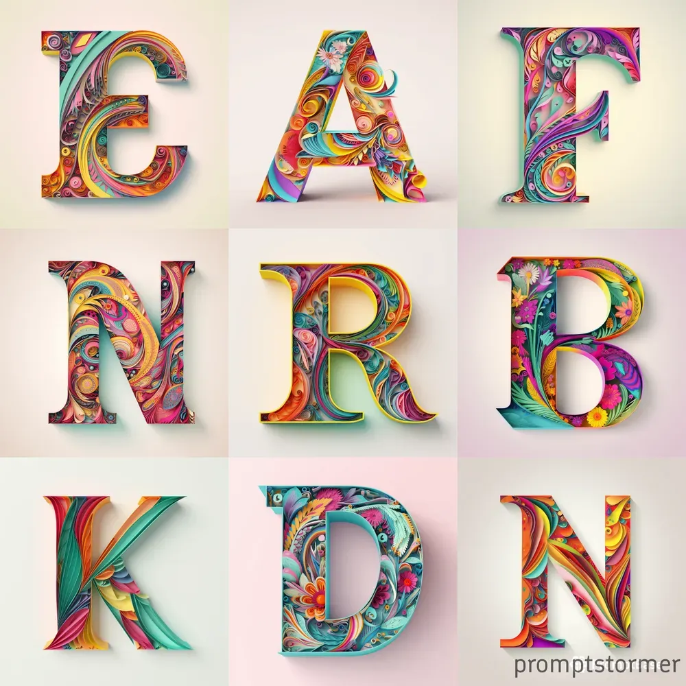 Colorful Folded Letter Designs Midjourney Prompt | PromptBase
