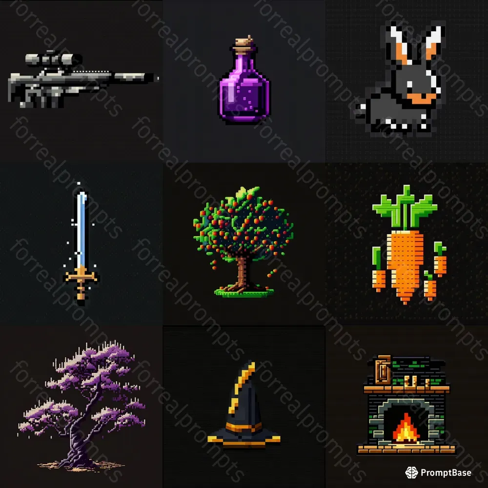 Custom Pixel Art Objects Midjourney Prompt | PromptBase