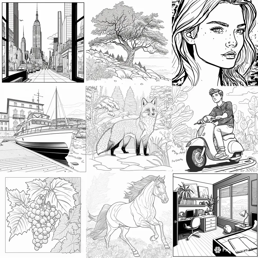 Medium Difficulty Coloring Books Midjourney Prompt | PromptBase