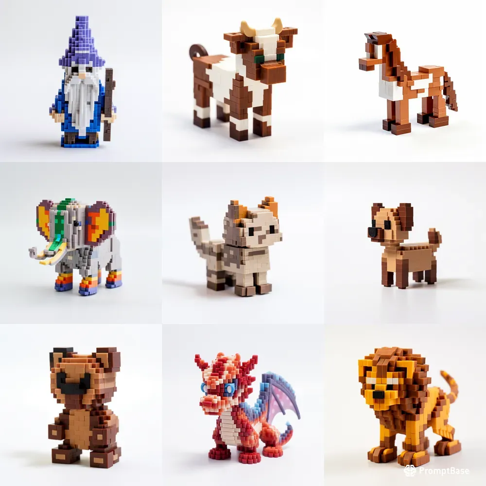 Characters Made Of Blocks For Children Midjourney Prompt | PromptBase