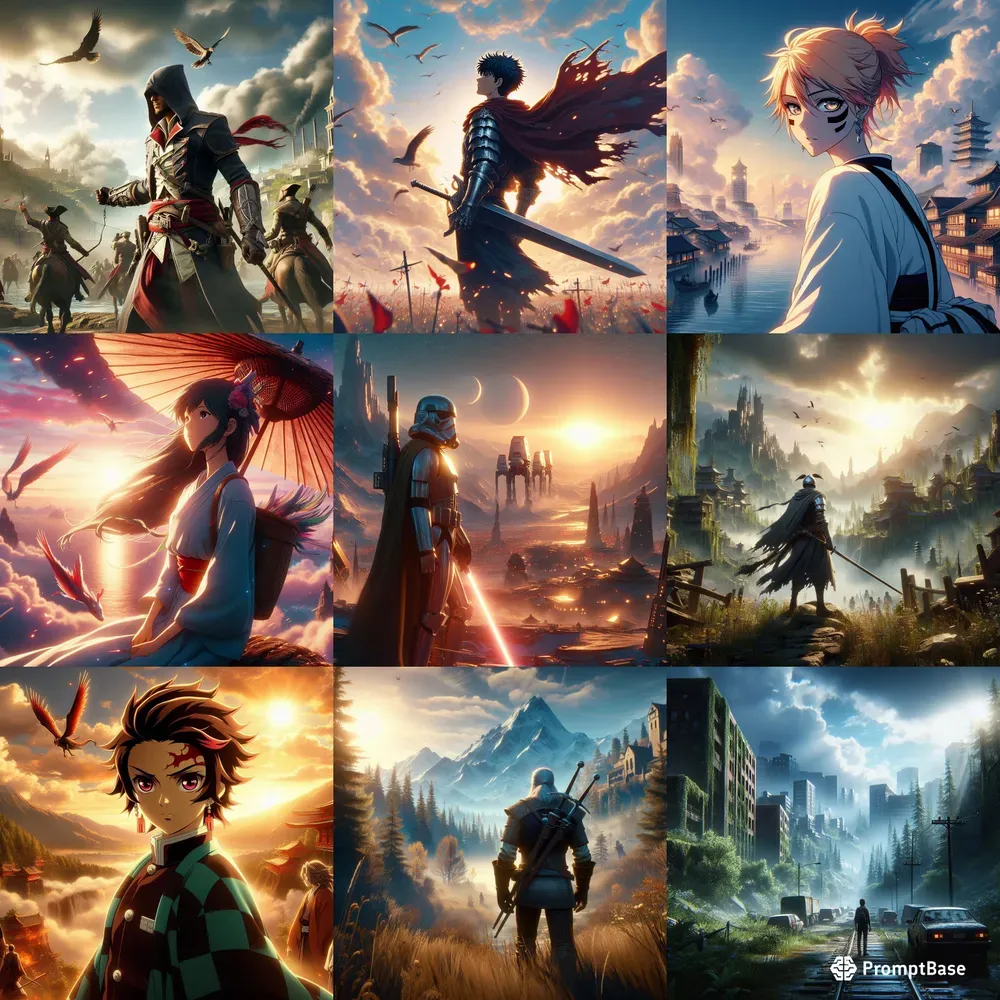 Game Scenes Anime Scenes Illustrations DALL·E Prompt | PromptBase